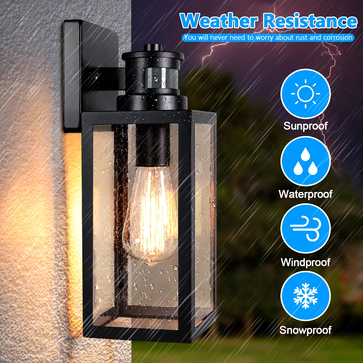 Lakumu 2-Pack Motion Sensor Outdoor Wall Lanterns, E26 Socket, PIR ...